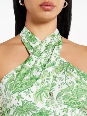 Staud Kai Botanical-print Halterneck Top