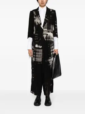 Y’s Check-print Blazer - Black