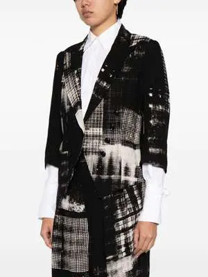 Y’s Check-print Blazer - Black