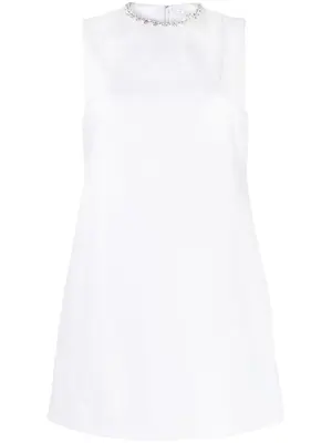 AREA Crystal-embellished Heart Mini Dress - White
