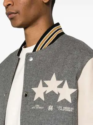 Amiri Oversized Stars Varsity Jacket - Grey