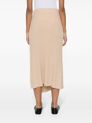 BY MALENE BIRGER Chunky-ribbed Asymmetric Skirt - Neutrals