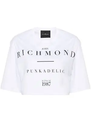 John Richmond Logo-print Cropped T-shirt - White