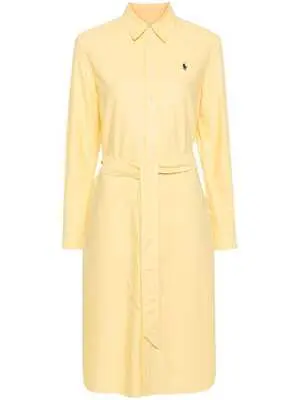Polo Ralph Lauren Pony-embroidered Cotton Shirt Dress - Yellow