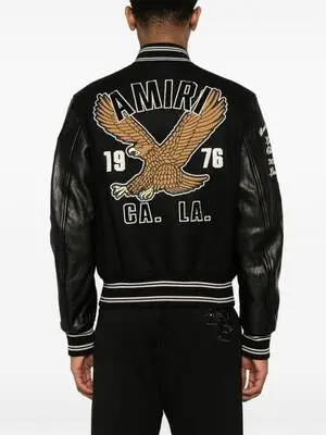 Amiri Eagle Varsity Leather-panelled Bomber Jacket