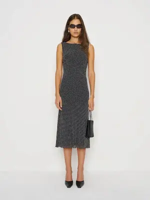 REFORMATION Topanga Midi Dress - Caviar Dot