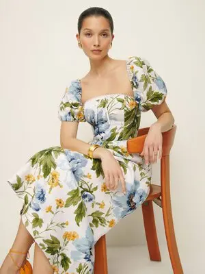 REFORMATION Reformation Marella Linen Midi Dress Botanist