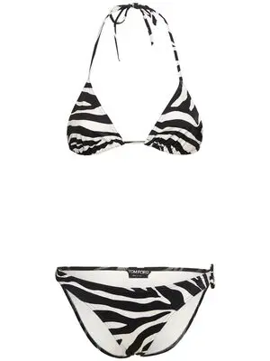 TOM FORD TOM FORD Printed Triangle Bikini Set Black,white