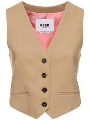 MSGM Viscose Blend Vest Beige