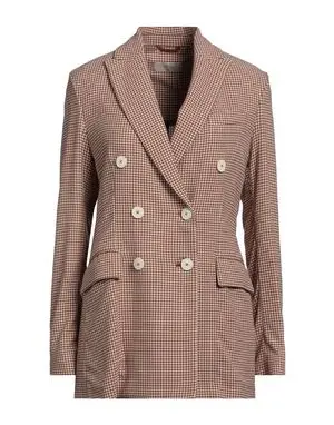 CIRCOLO 1901 Houndstooth Double-breasted Blazer - Brown