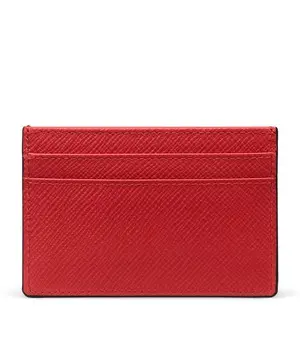 Smythson Panama Leather Card Holder - Red