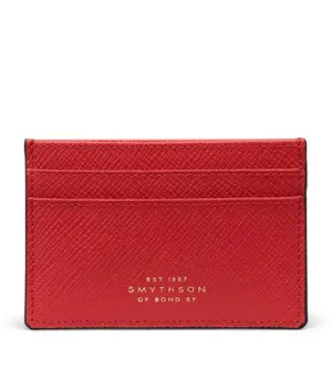 Smythson Panama Leather Card Holder - Red