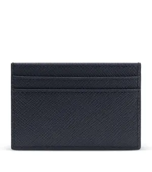 Smythson Panama Leather Card Holder - Blue