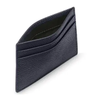 Smythson Panama Leather Card Holder - Blue