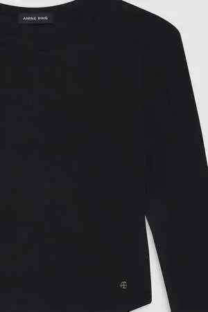 ANINE BING Ribbed Long Sleeve Top With Shirttail Hem