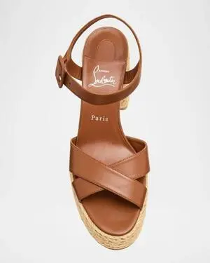 CHRISTIAN LOUBOUTIN 70mm Calakala Espadrille Sandals - Medium Brown