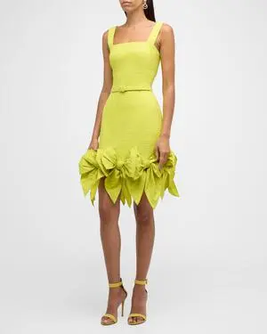 Oscar De La Renta Faille Bow Tweed Mini Tank Dress In Neon Yellow - 55% Off  | Editorialist