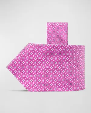 Stefano Ricci Stefano Ricci Silk Micromedallion Neck Tie Pink   White