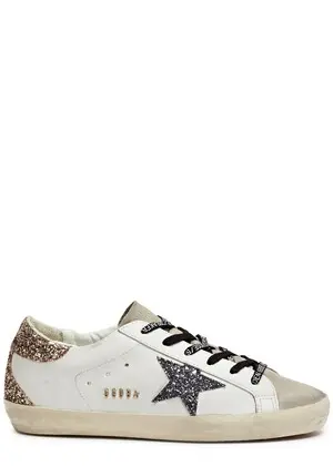GOLDEN GOOSE Super-star Glittered Leather Sneakers