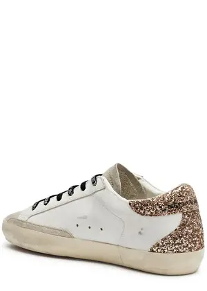 GOLDEN GOOSE Super-star Glittered Leather Sneakers