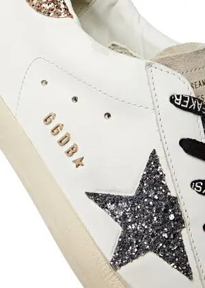 GOLDEN GOOSE Super-star Glittered Leather Sneakers