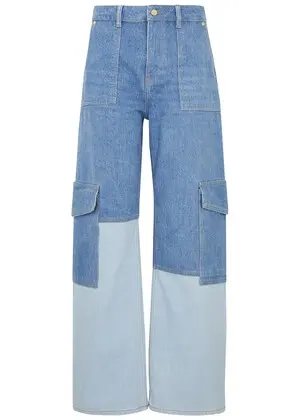 GANNI Angi Panelled Wide-leg Jeans Denim