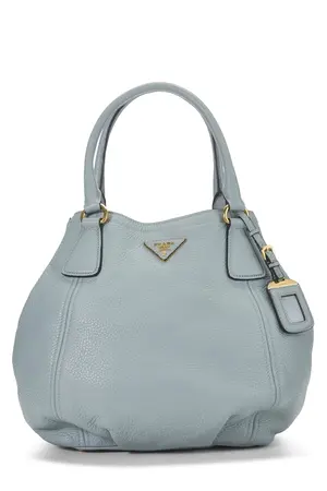 Prada Vitello Daino Sacca 2 Manici Shoulder Bag - Blue