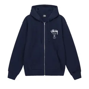 StüSsy World Tour Zip Hoodie - Blue | Editorialist