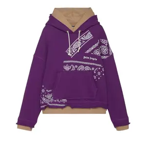 Palm Angels Bandana Print Hoodie - Grey