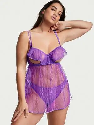 Victoria's Secret Very Sexy Peekaboo Mesh Open-cup Babydoll Set