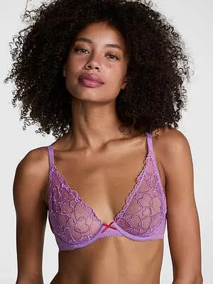 Pink Wink Unlined Plunge Bra - Purple