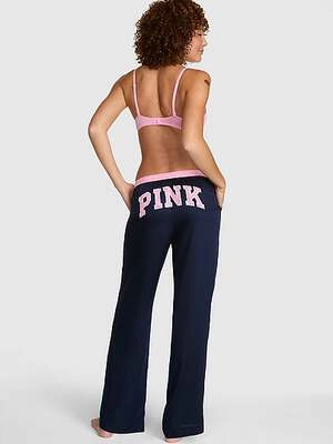 Pink Silky Sleep Boxy Pajama Pants - Blue