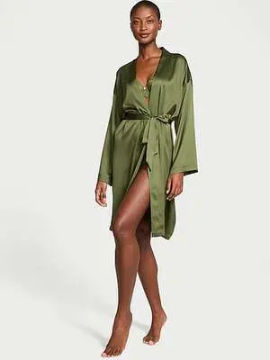 Victoria's Secret Signature Satin Midi Robe Green