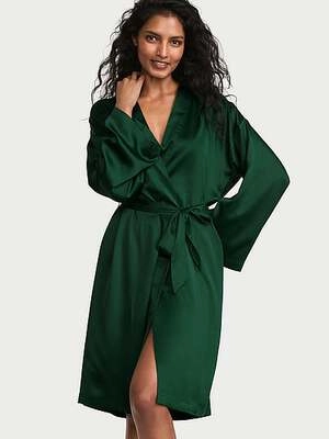Victoria's Secret Signature Satin Midi Robe - Green