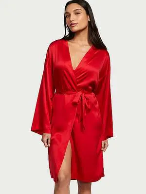 Victoria's Secret Signature Satin Midi Robe Red