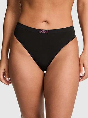 Pink Seamless Brazilian Panty - Black