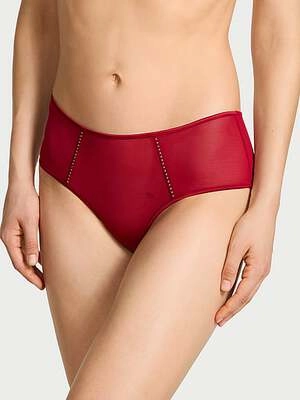 Pink Lace Cheeky Panty - Red