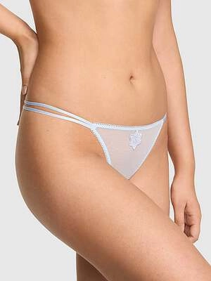Pink Lace V-string Panty - Blue