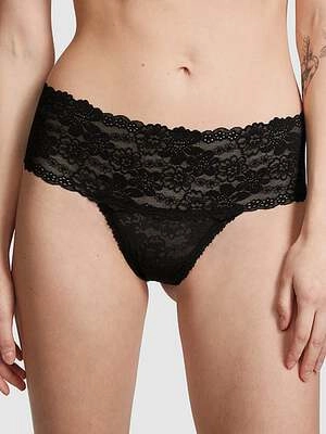 Pink Wink™ Lace Thong Panty - Black