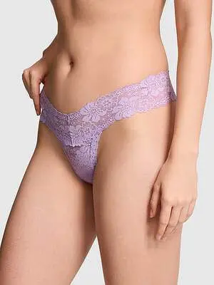 Pink Lace Thong - Purple