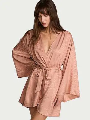 Victoria's Secret Bride Embellished Satin Short Robe - Beige