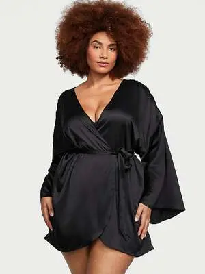 Victoria's Secret Bride Embellished Satin Short Robe - Black