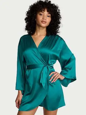 Victoria's Secret Bride Embellished Satin Short Robe - Blue