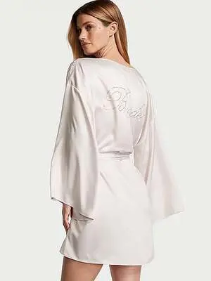 Victoria's Secret Bride Embellished Satin Short Robe - Print