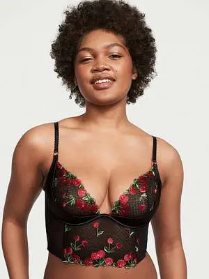 Victoria's Secret Very Sexy Cherry Embroidery Quarter-cup Corset Top - Print