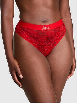 Pink Bling Lacie Logo Brazilian Panty - Red