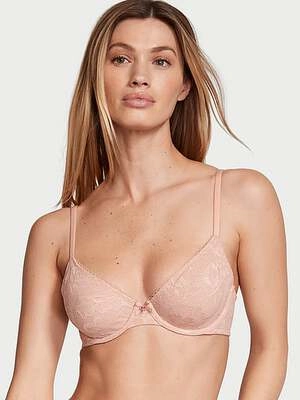 Victoria's Secret Body Victoria Invisible Lift Lace Unlined Demi Bra - Beige