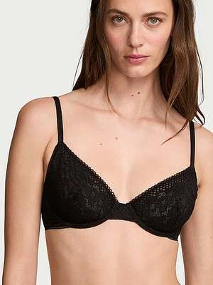 Victoria's Secret Body Victoria Invisible Lift Lace Unlined Demi Bra - Black