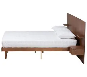 BAXTON STUDIO Graham Ash Walnut Wood Queen Bed