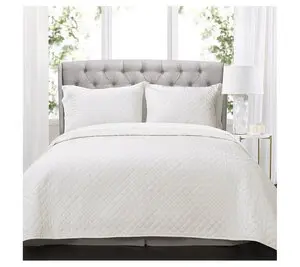 LUSH DECOR Ava Diamond Quilt Off White 3pc Set Ull/queen - One-color